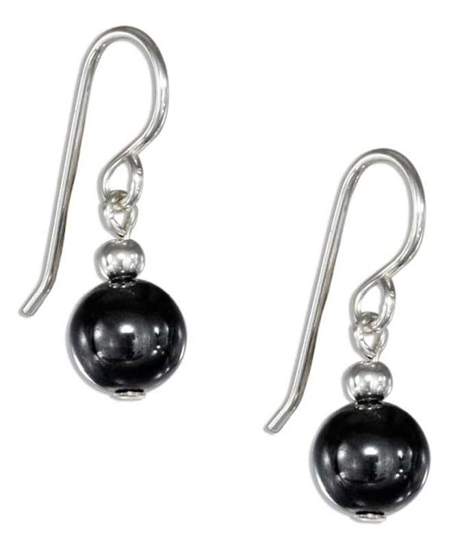 Sterling Silver Hematite Bead Dangle Earrings Aunties Treasures